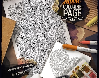 LISTENING to MUSIC Digital Coloring Page, Podcast Doodle Adult Coloring ...