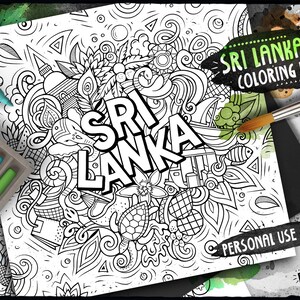 SRI LANKA Digital Coloring Page/ Ceylon Adult Coloring/ Around the ...