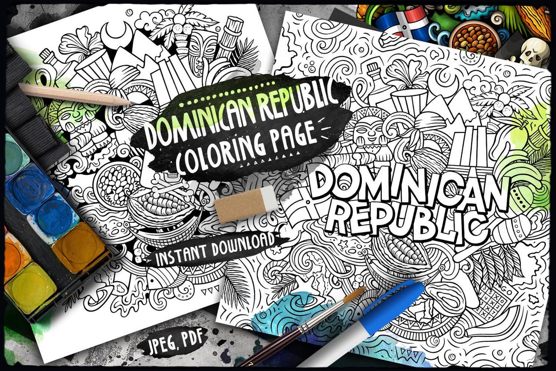 DOMINICAN REPUBLIC Digital Coloring Page/ Travel Adult - Etsy