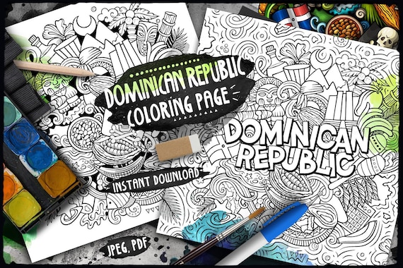 DOMINICAN REPUBLIC Digital Coloring Page/ Travel Adult - Etsy