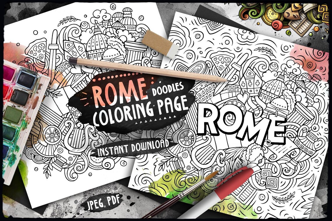 ROME Digital Coloring Page/ Italian Adult Coloring/ Around the World ...
