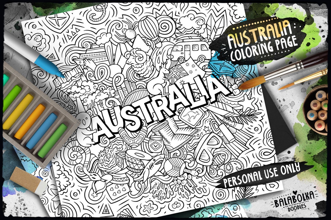 AUSTRALIA Digital Coloring Page/ Australian Culture Adult - Etsy