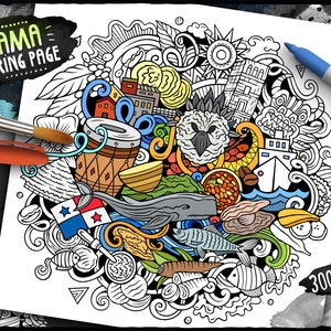 PANAMA Digital Coloring Page/ Panamanian Travel Adult Coloring/ Central ...