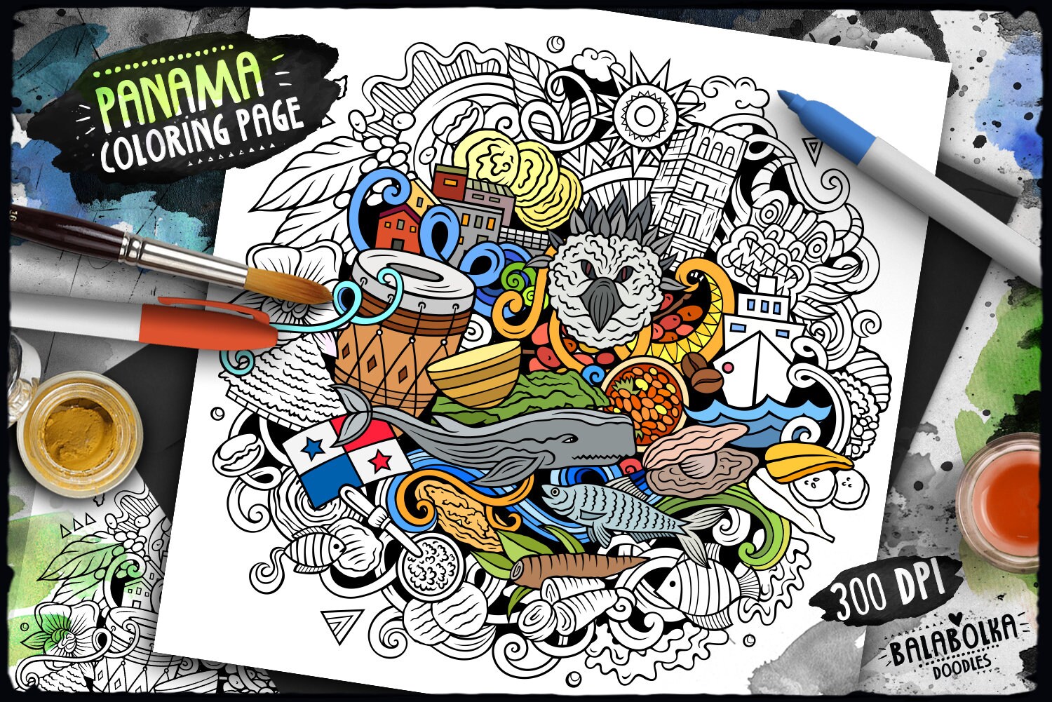 PANAMA Digital Coloring Page/ Panamanian Travel Adult Coloring/ Central ...