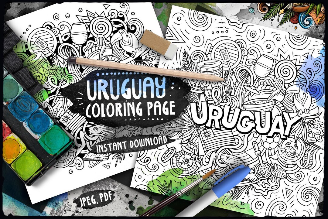 URUGUAY Digital Coloring Page/ Latino Adult Coloring/ Latin American ...