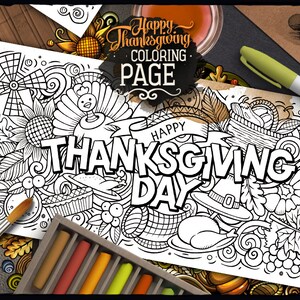8 Happy Thanksgiving Digital Coloring Pages, Adult Coloring, Give ...