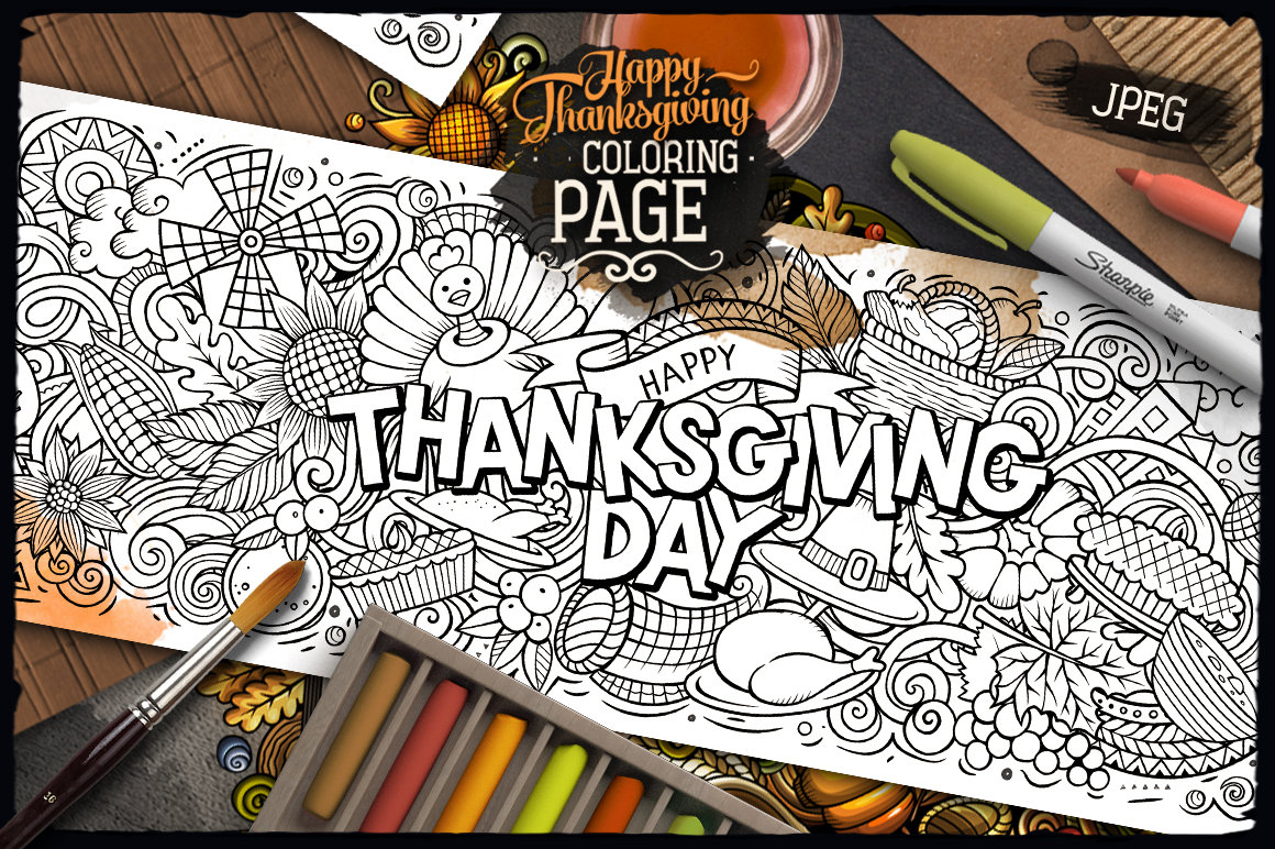 8 Happy Thanksgiving Digital Coloring Pages, Adult Coloring, Give ...