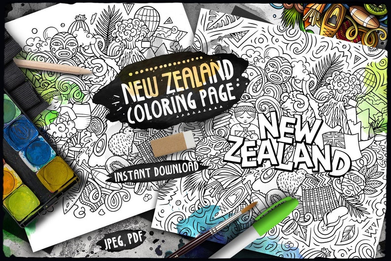 New Zealand Digital Coloring Page/ Aotearoa Culture Adult - Etsy