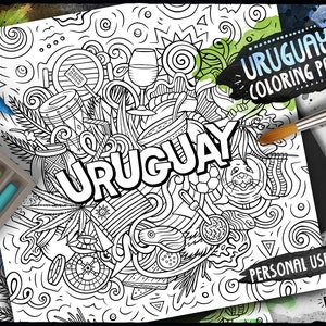 URUGUAY Digital Coloring Page/ Latino Adult Coloring/ Latin American ...