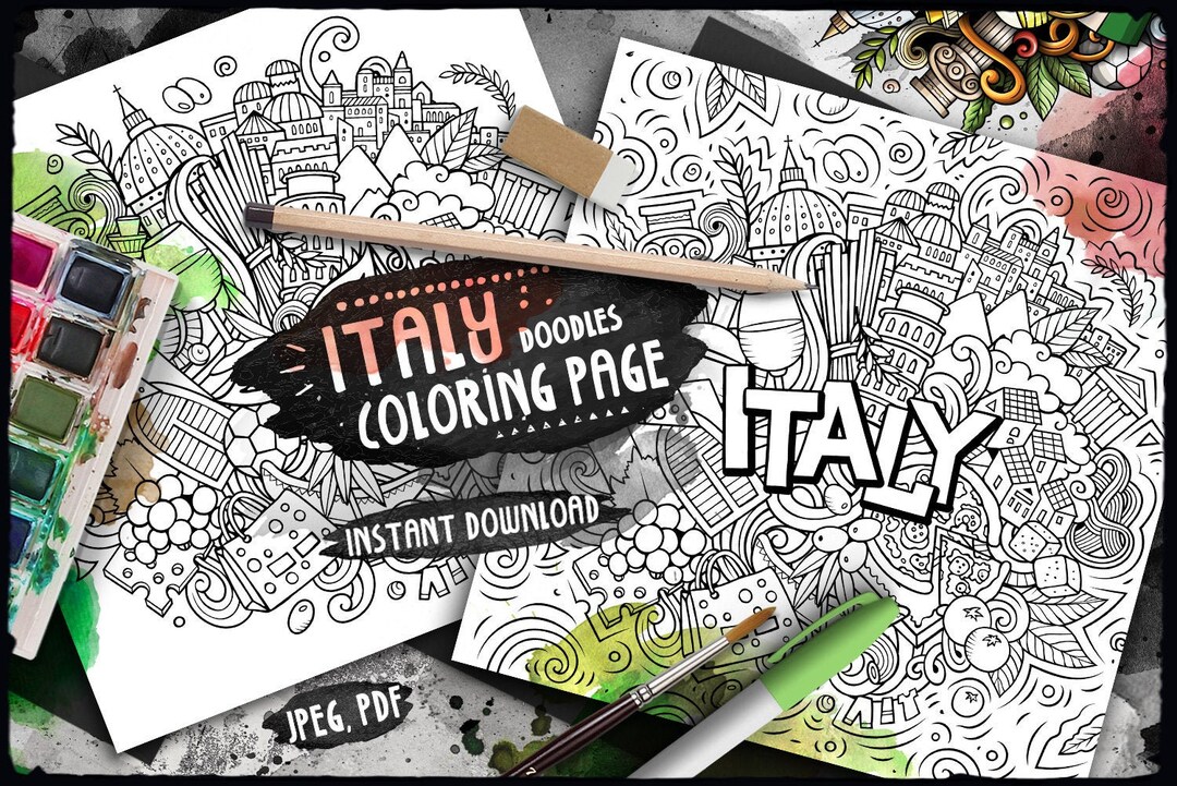 ITALY Digital Coloring Page/ Italian Adult Coloring/ Around the World ...
