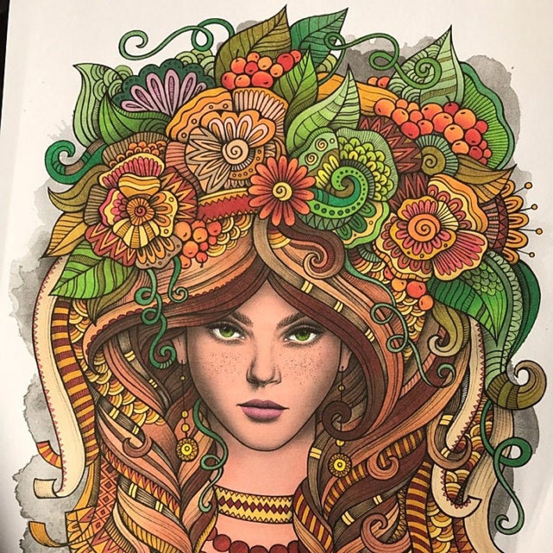 Ukrainian Girl COLORING PAGE, Ethnic Girl Portrait, Ukraine Art, Women ...