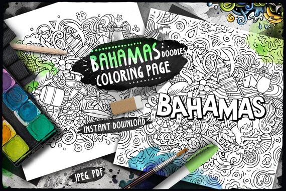 BAHAMAS Digital Coloring Page/ Travel Adult Coloring/ Around - Etsy
