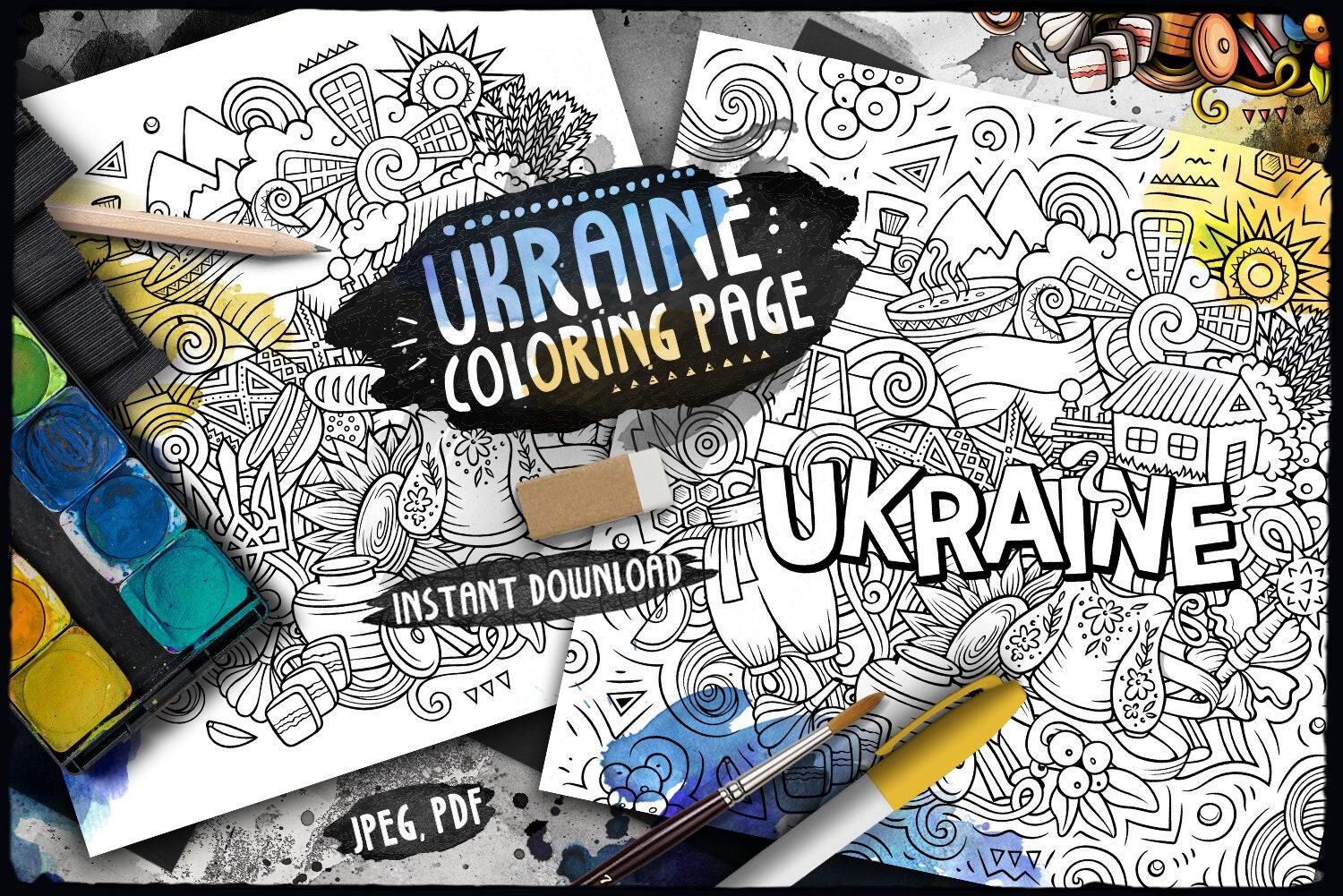 UKRAINE Digital Coloring Page/ Ukrainian Adult Coloring/ - Etsy