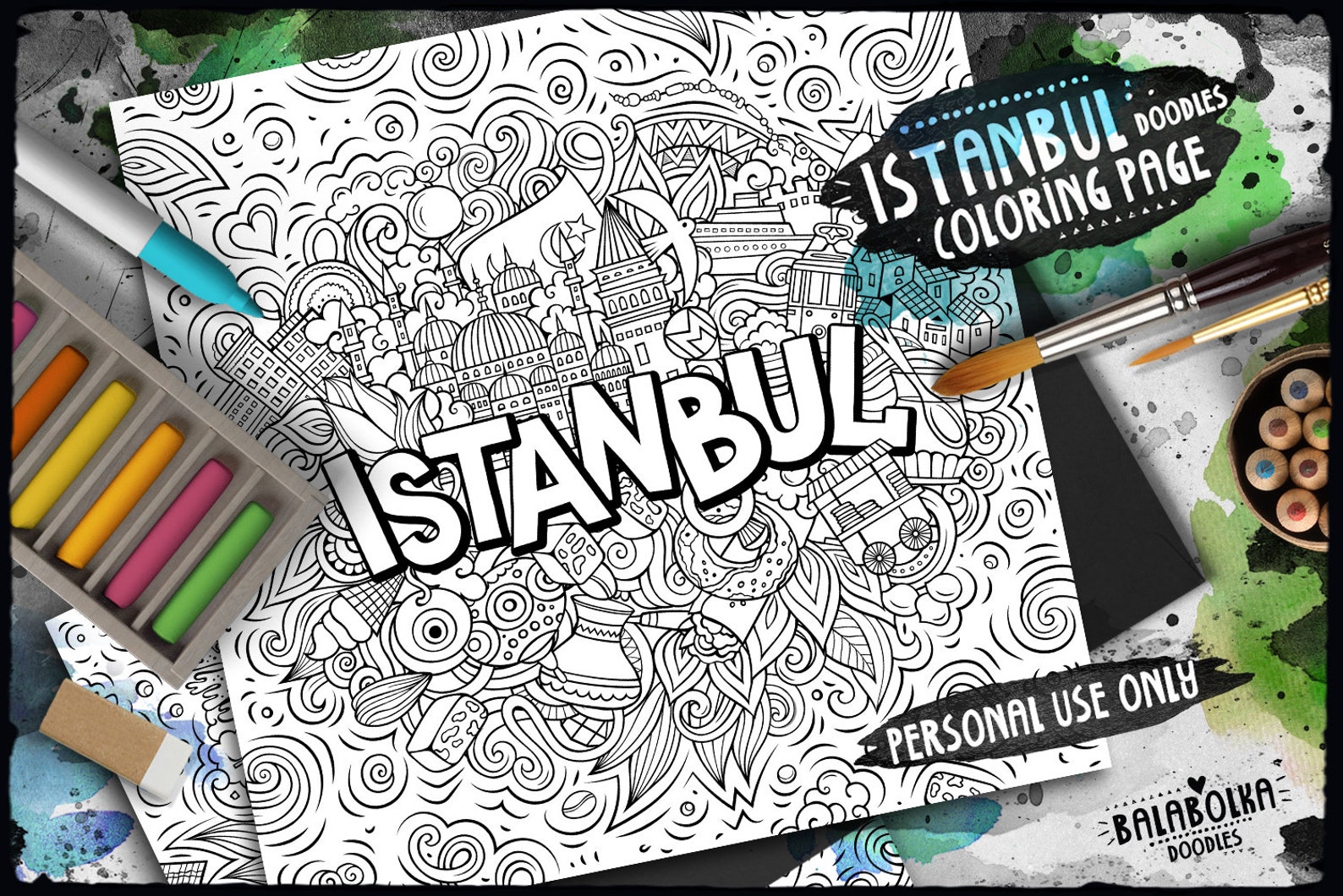 ISTANBUL Digital Coloring Page/ Turkish Adult Coloring/ Around the ...