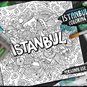 ISTANBUL Digital Coloring Page/ Turkish Adult Coloring/ Around the ...