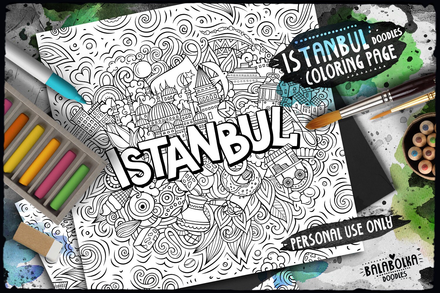 ISTANBUL Digital Coloring Page/ Turkish Adult Coloring/ Around the ...