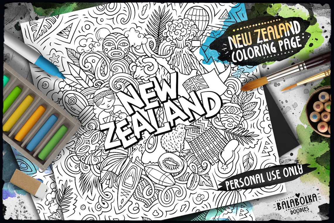 New Zealand Digital Coloring Page/ Aotearoa Culture Adult Coloring ...