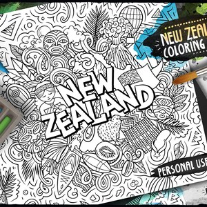 New Zealand Digital Coloring Page/ Aotearoa Culture Adult Coloring ...