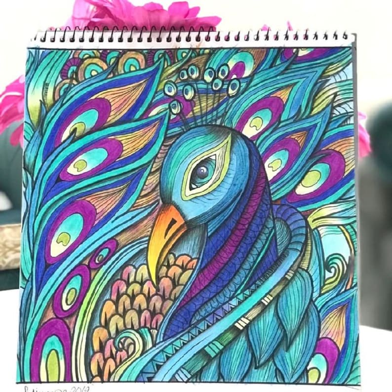 PEACOCK COLORING PAGE Adult Coloring Printable Coloring Book Coloring ...