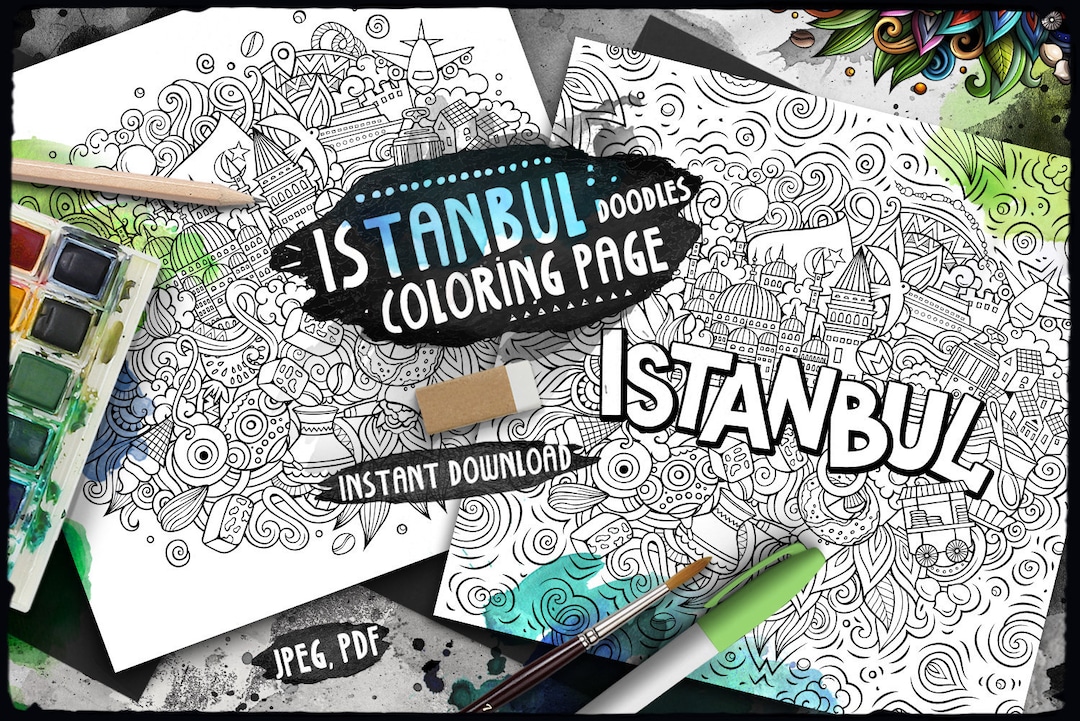 ISTANBUL Digital Coloring Page/ Turkish Adult Coloring/ Around - Etsy