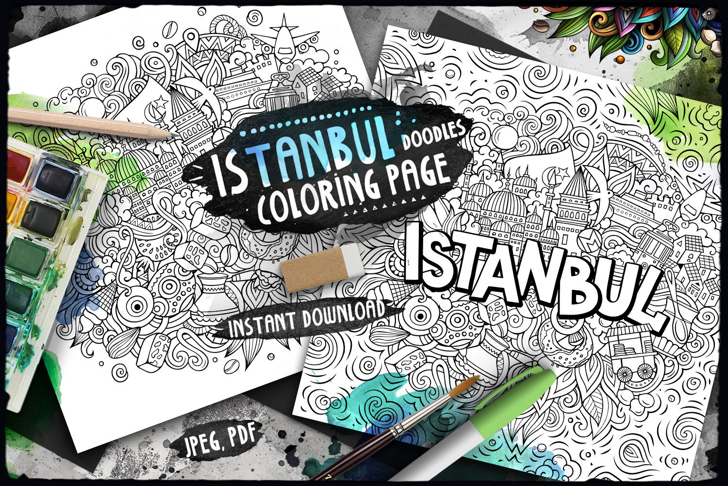 ISTANBUL Digital Coloring Page/ Turkish Adult Coloring/ Around - Etsy