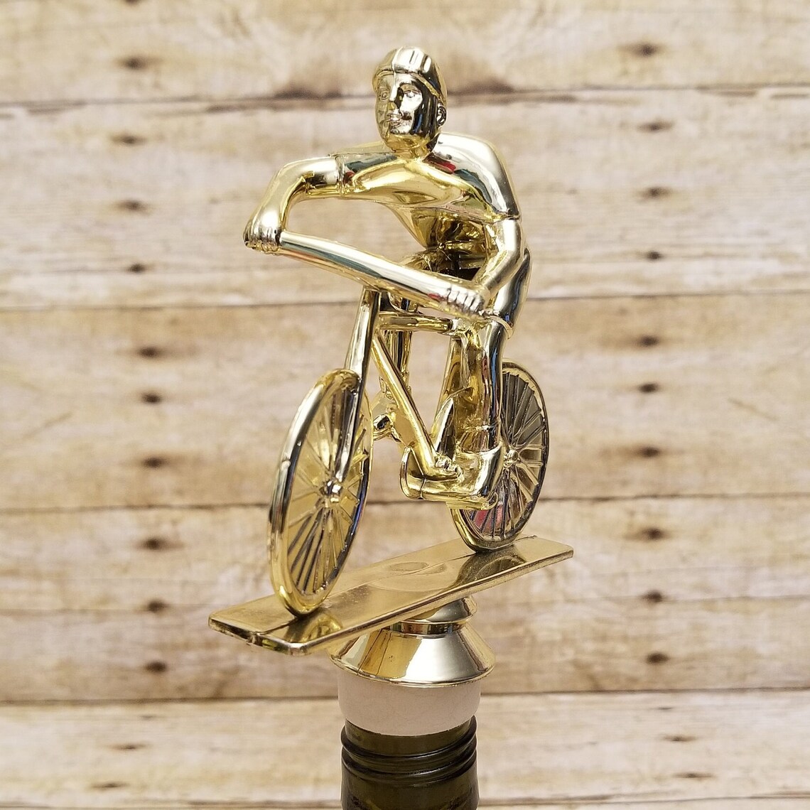 Cyclist Wine Stopper, Male Biker Trophy Wine Stopper, Male Bicyclist ...