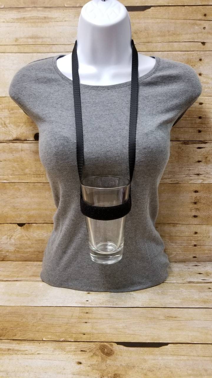 Drinking Lanyard Solid Black NEW LENGTH Cup Lanyard Beer Lanyard ...