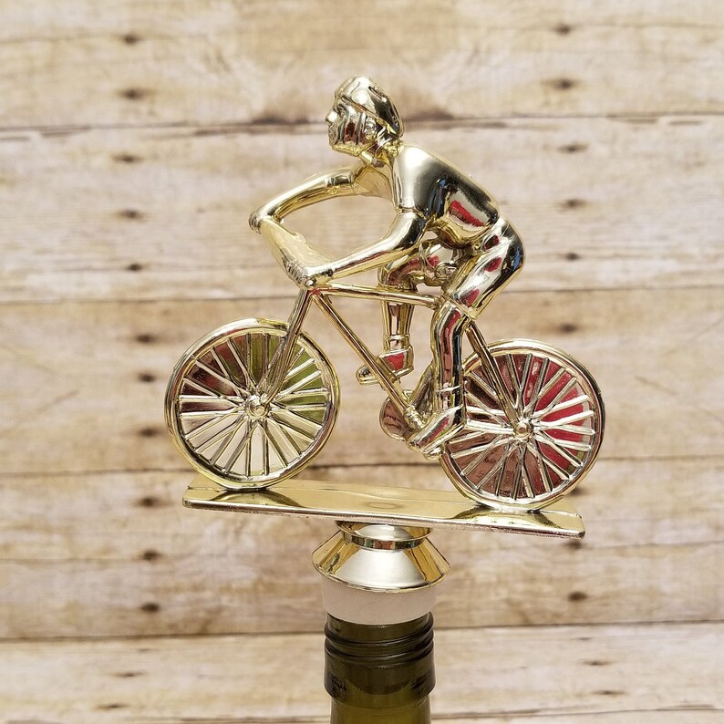 Cyclist Wine Stopper, Male Biker Trophy Wine Stopper, Male Bicyclist ...