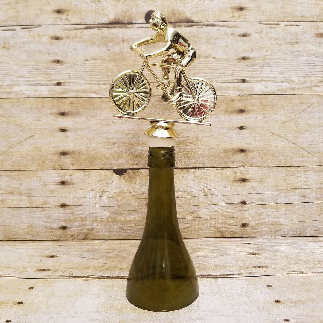 Cyclist Wine Stopper, Male Biker Trophy Wine Stopper, Male Bicyclist ...