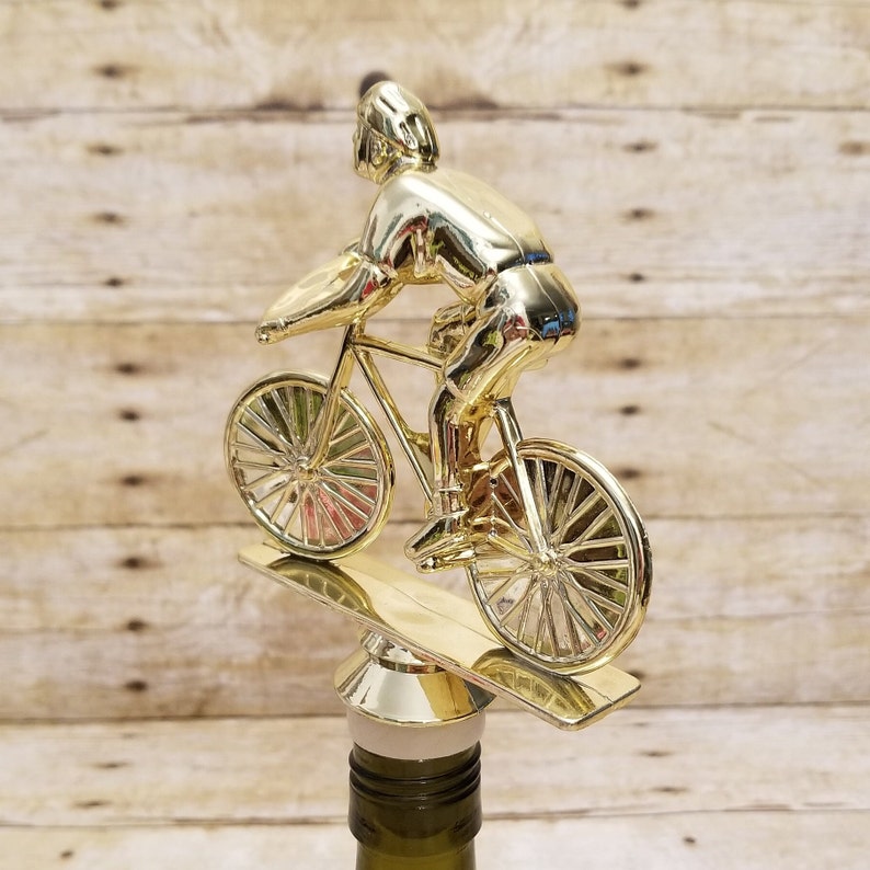Cyclist Wine Stopper, Male Biker Trophy Wine Stopper, Male Bicyclist ...