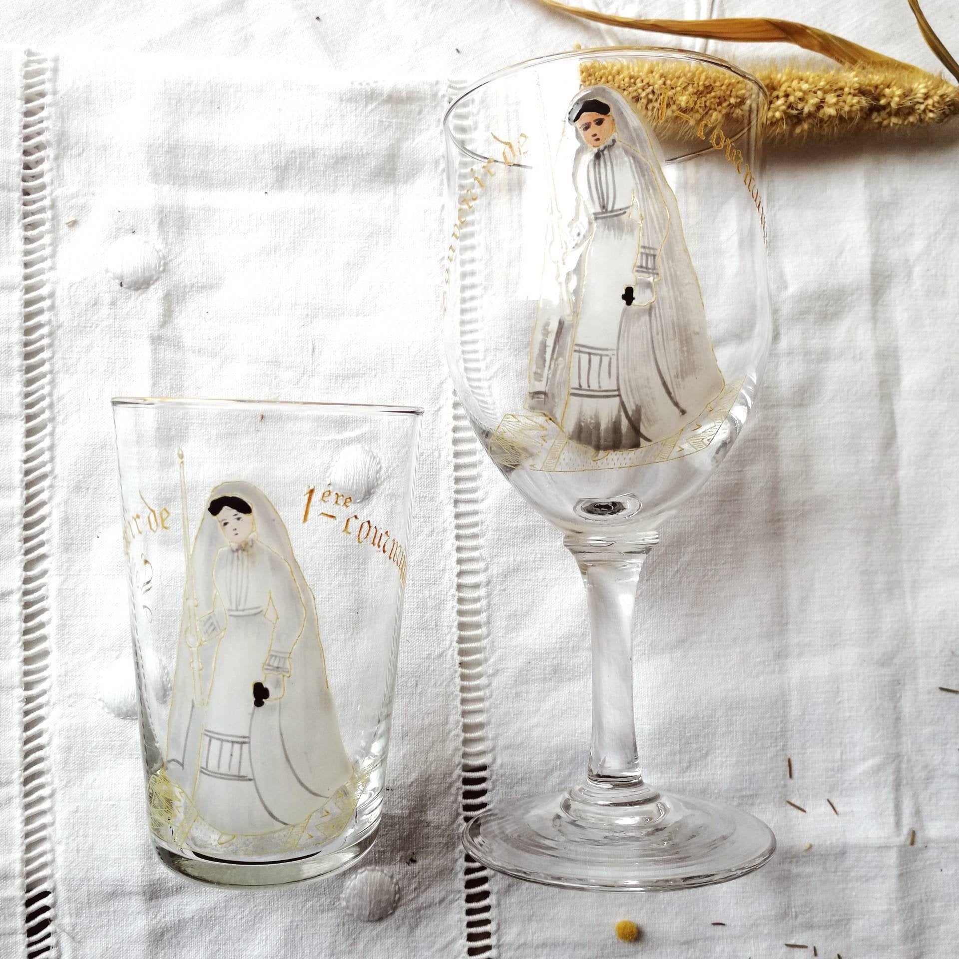 Drink & Barware Home & Living first communion Glass on foot and water ...