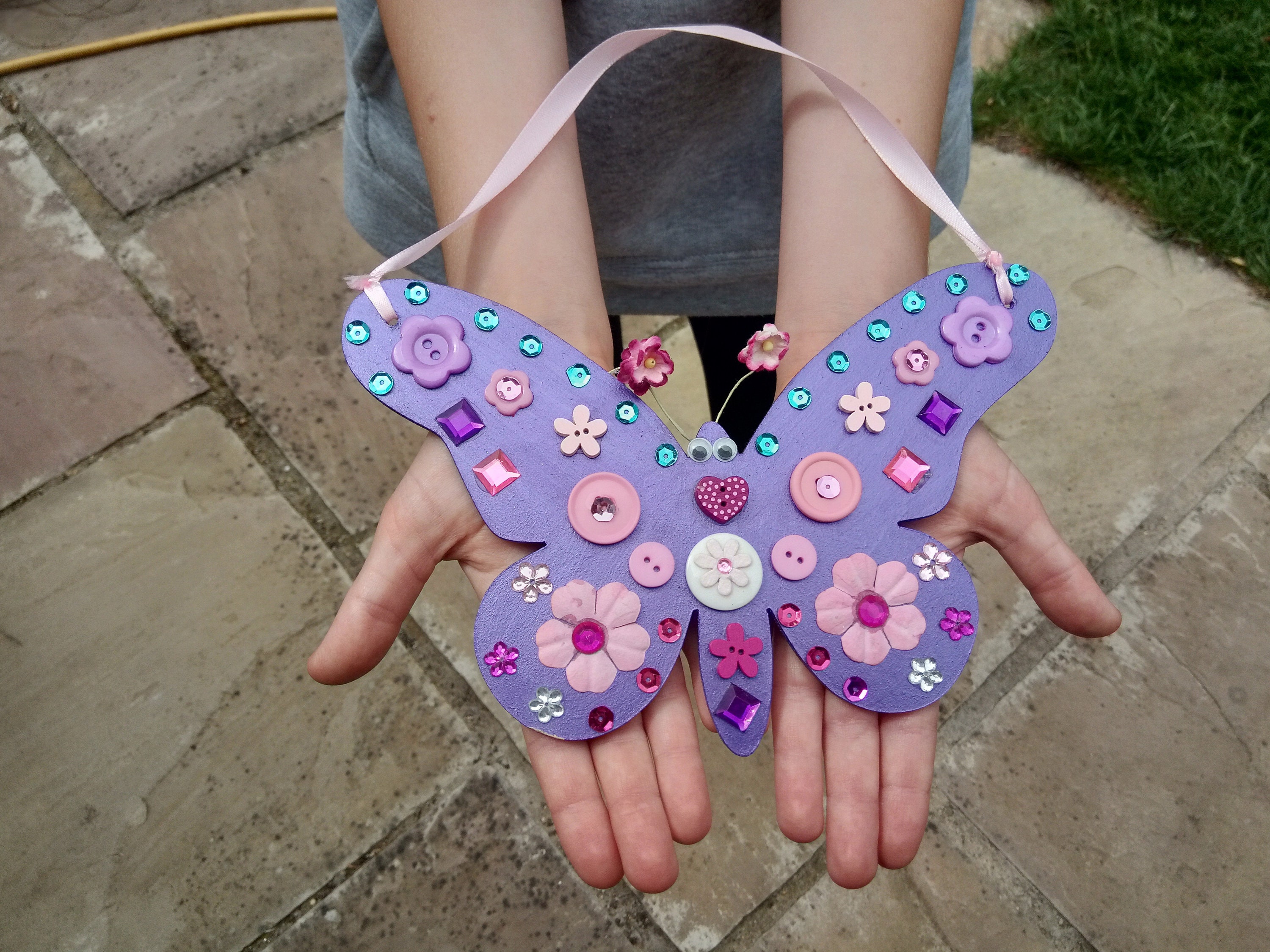 Butterfly Button Art Kit, Button Craft Kit, Girls Birthday Craft Gift ...