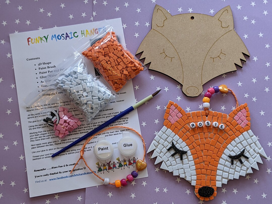 Children's Craft Mosaic Fox Kit, Make a Mosaic Kit, Birthday Gift ...