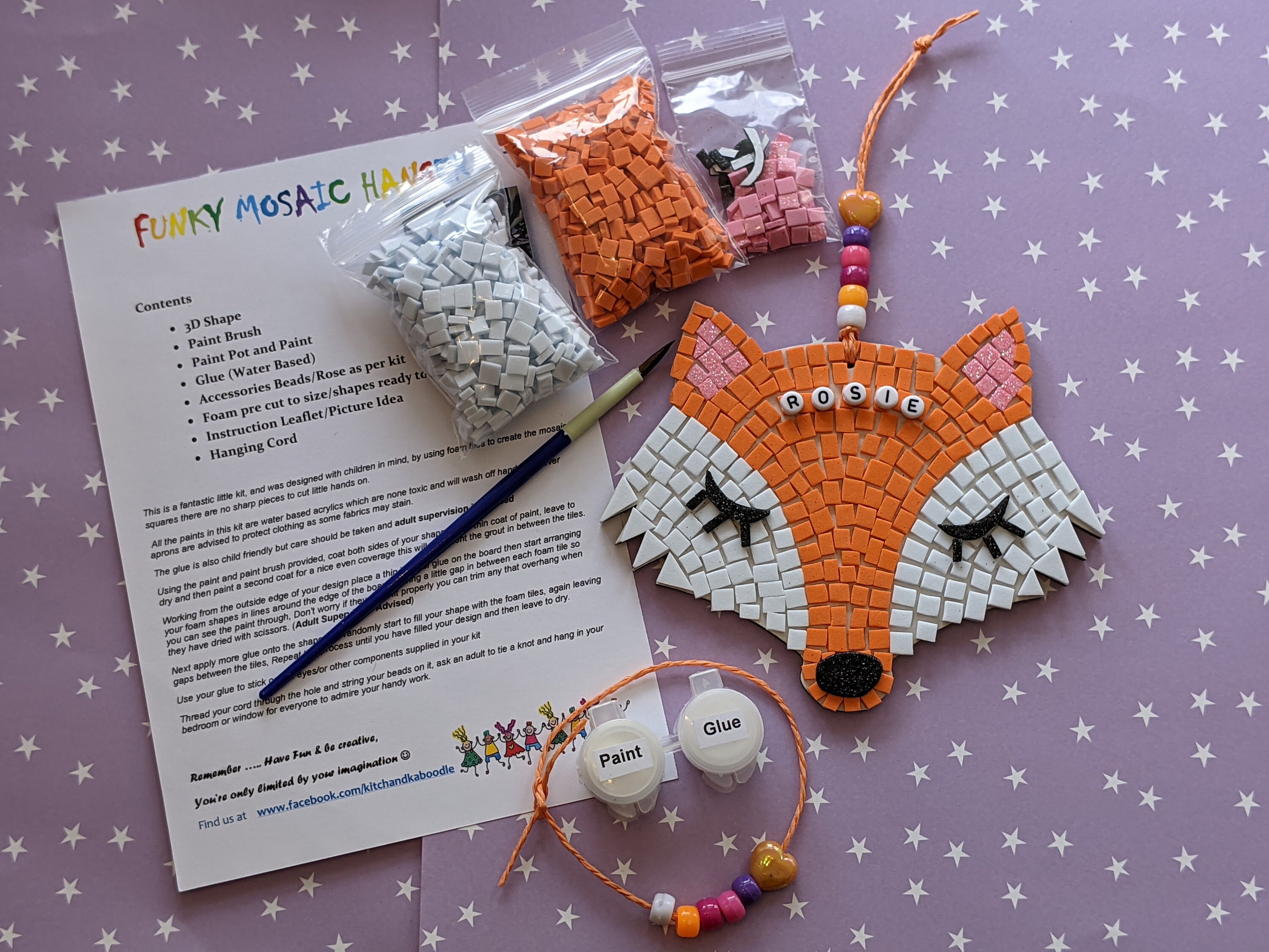 Children's Craft Mosaic Fox Kit, Make a Mosaic Kit, Birthday Gift ...