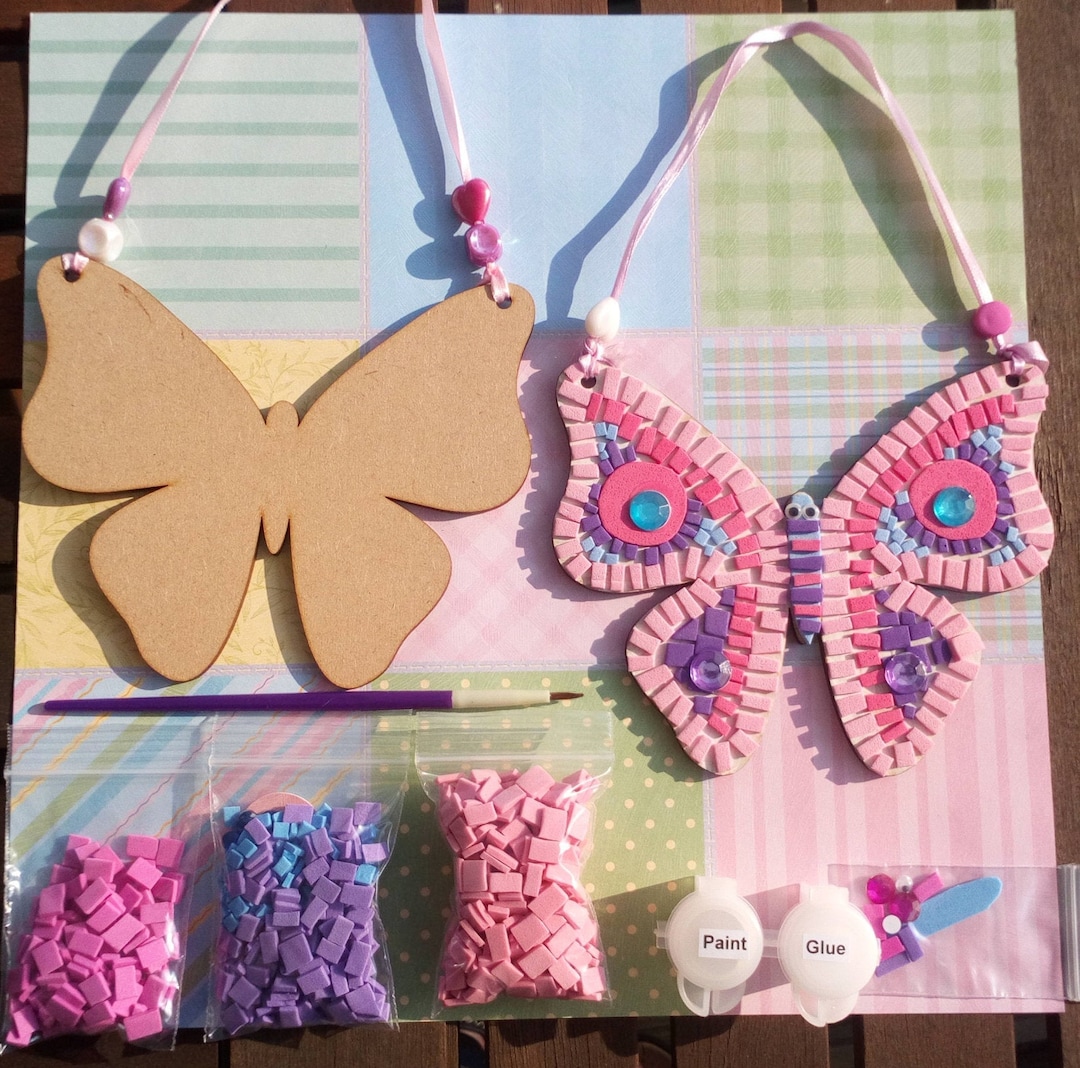 Make a Mosaic Butterfly Kit, Mosaic Kit, Birthday Gift, Eva Foam, Kids ...