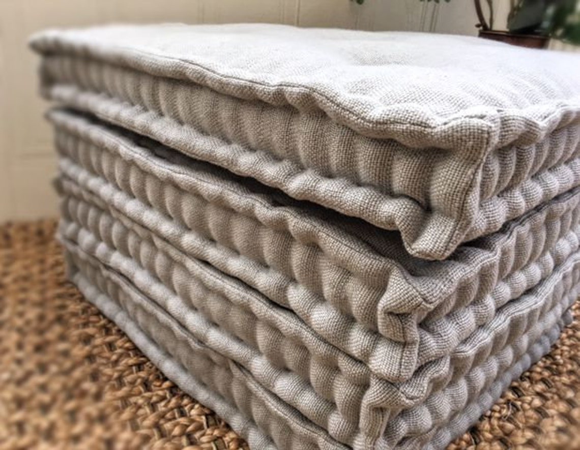 Set of 4 Seat Pads Box Cushions Handmade Tufted French | Etsy