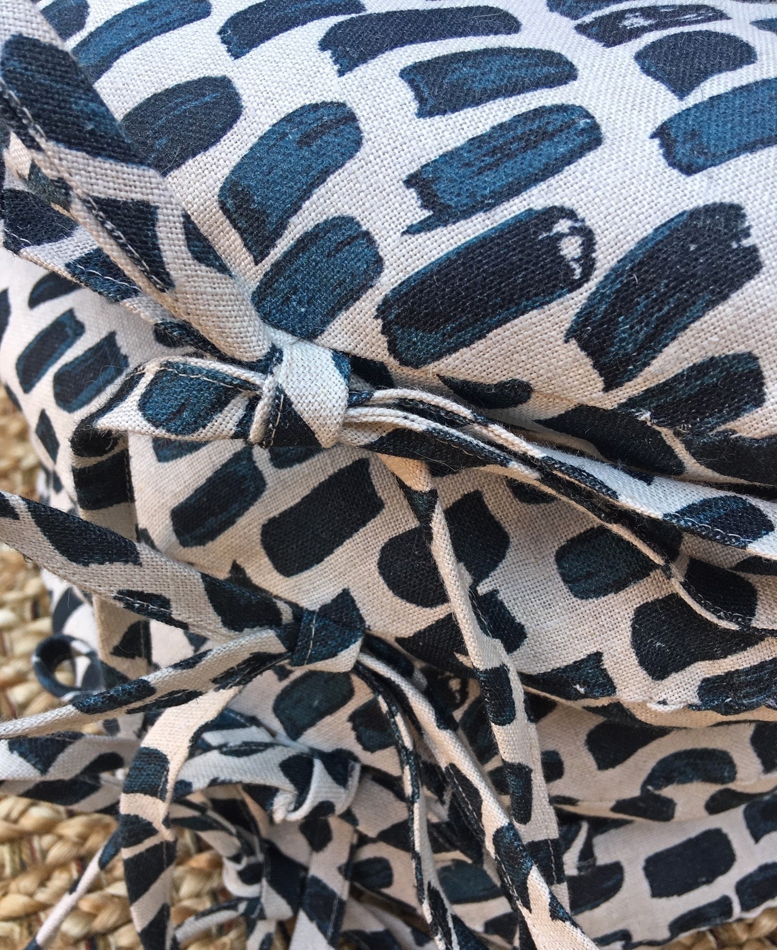 Set of Round Seat Pads Circular Buttoned Ties Made to | Etsy