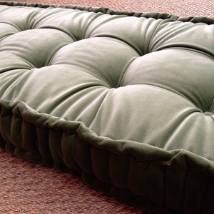 Bay Window Box Cushion, French Style, Tufted, Buttoned, Cotton Velvet ...