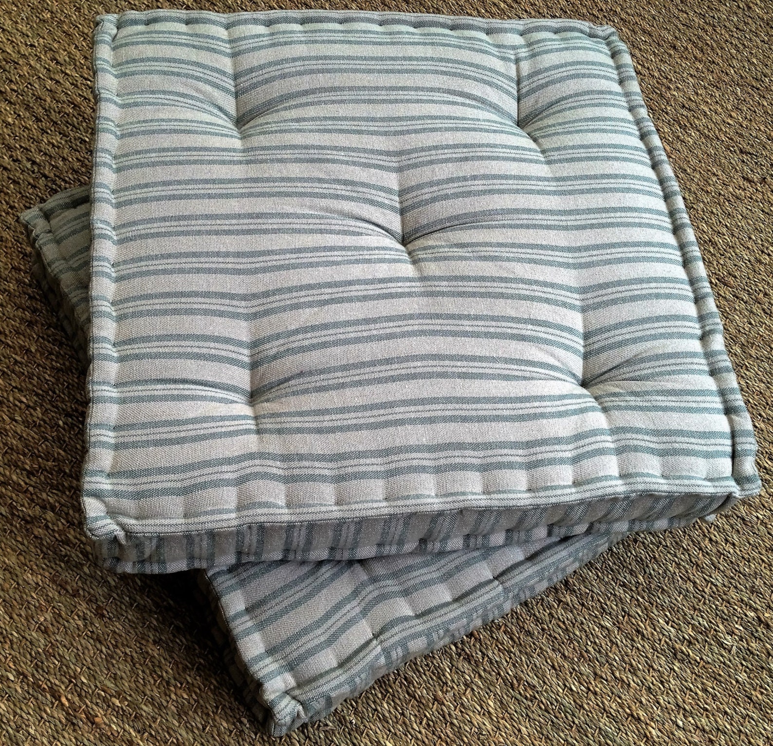 Handmade Box Cushion Ticking Stripes Tufted French Style - Etsy