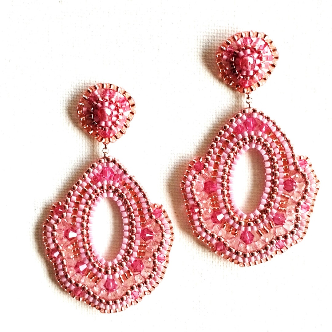 Brick Stich Earrings, Handmade Beaded Earrings, OAAK Earrings, Miguel ...