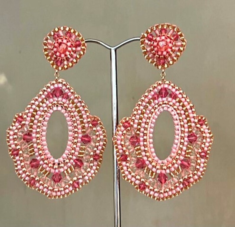 Brick Stich Earrings, Handmade Beaded Earrings, OAAK Earrings, Miguel ...