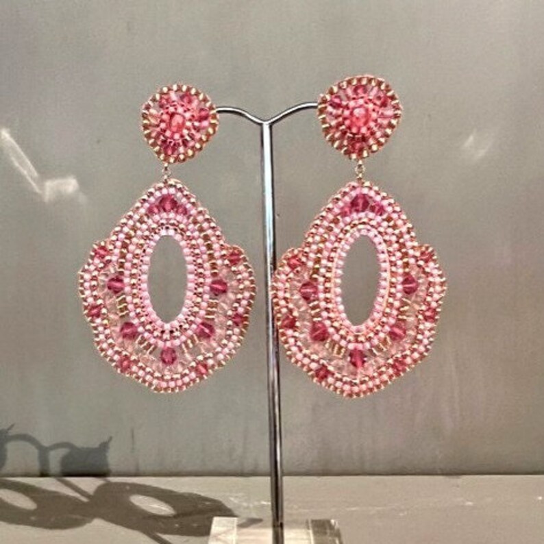 Brick Stich Earrings, Handmade Beaded Earrings, OAAK Earrings, Miguel ...