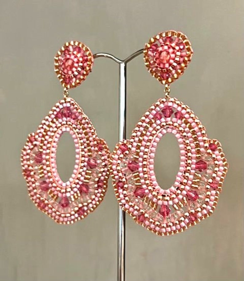 Brick Stich Earrings, Handmade Beaded Earrings, OAAK Earrings, Miguel ...