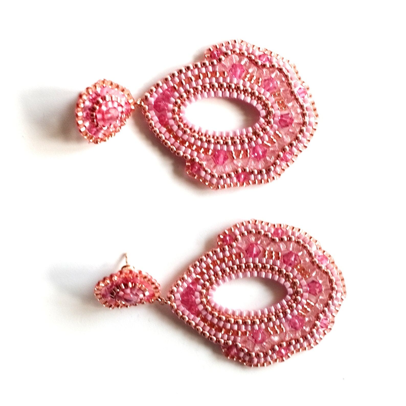 Brick Stich Earrings, Handmade Beaded Earrings, OAAK Earrings, Miguel ...