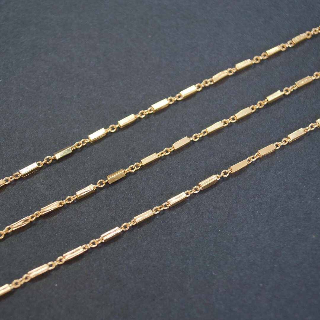 Gold Filled Dapped Bar Chain, 18k Gold Filled, Bar Chain, Gold Filled ...