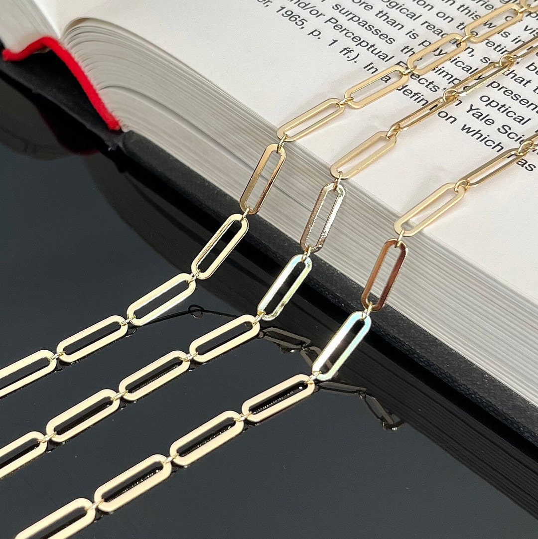 Long Paperclip Chain 18k Gold Filled, Long Paperclip Necklace Chain ...