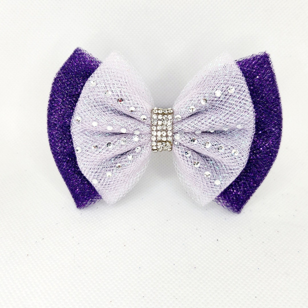 Double Rhinestone Hair Bow Set - Gymnastics Hair Bows, Tulle Hair Bow ...