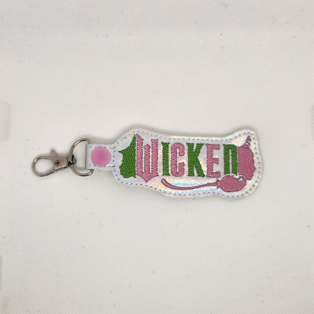 Wicked Movie Keychain: Pink & Green Embroidered Charm - Etsy