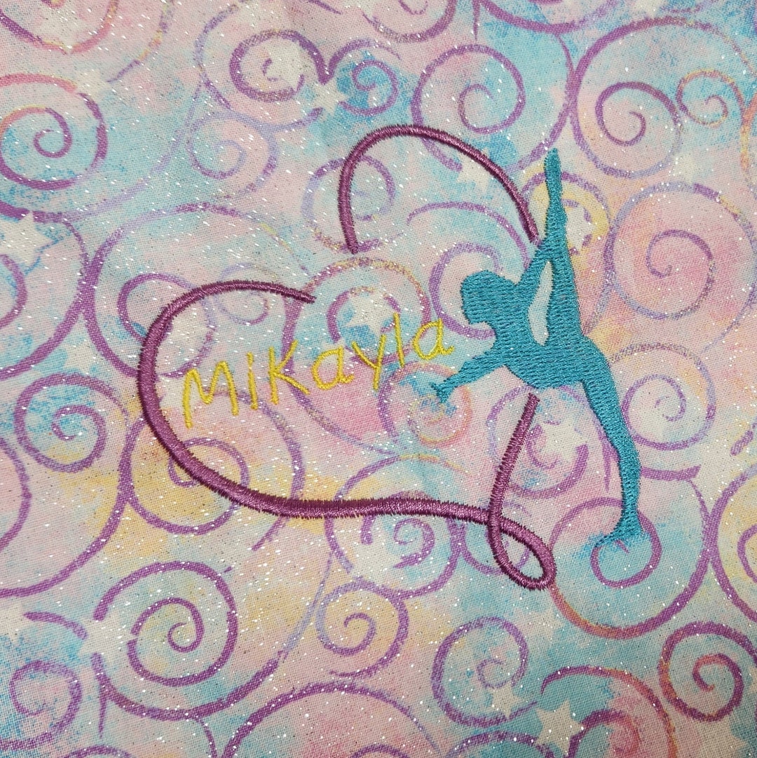 Embroidered Heart Grip Bag- Gymnastics Grip Bag, Gymnast Gift, Custom ...