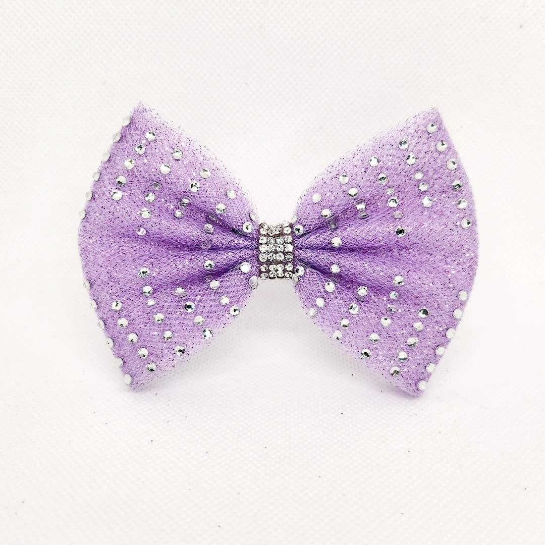 Rhinestone Hair Bows - Gymnastics Hair Bows, Tulle Hair Bow, Cheer Hair ...
